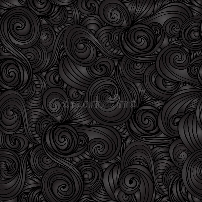 Seamless Dark Wave Hand-drawn Pattern Stock Vector - Illustration of ...