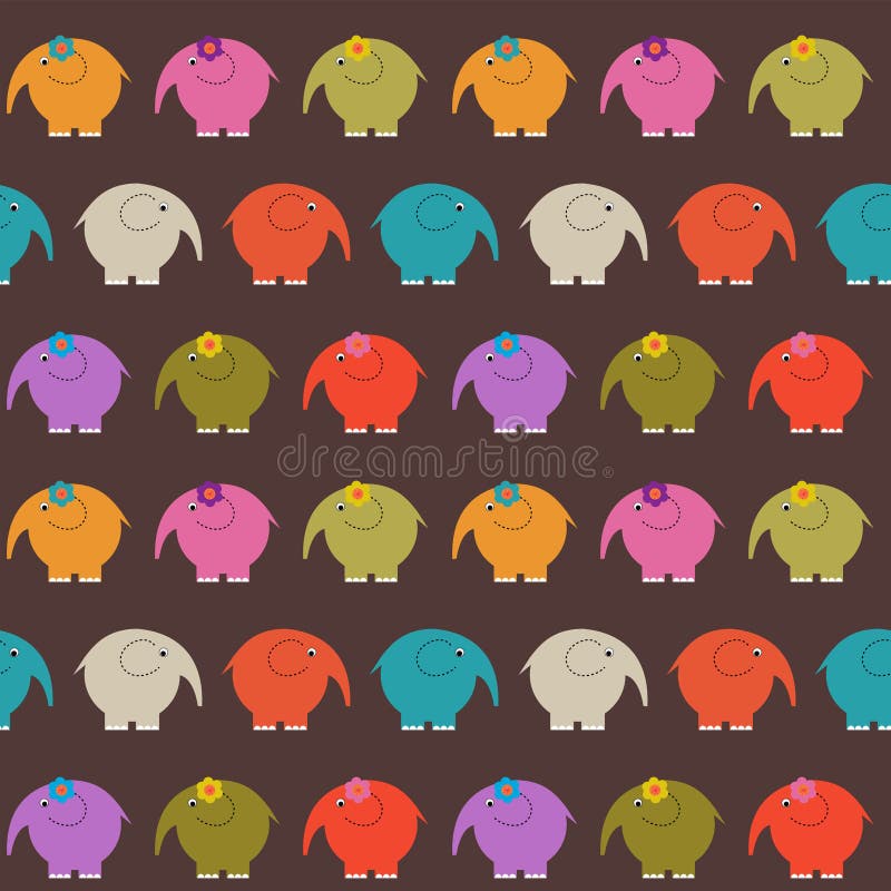 Seamless Decorative Background of Multi-colored Cute Elephants Stock ...