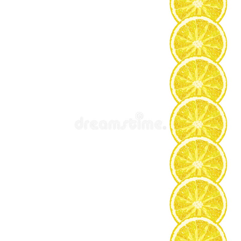 Seamless Decorative Border of Lemon Slice. Vector Citrus Stock Vector ...