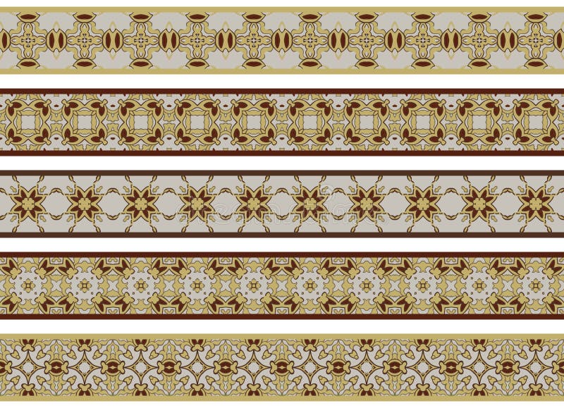 Seamless Decorative Borders Stock Vector - Illustration of beige, five ...