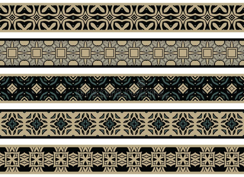 Seamless Decorative Borders Stock Vector - Illustration of blue, line ...