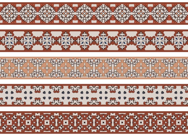 Seamless Decorative Borders Stock Vector - Illustration of five, shade ...