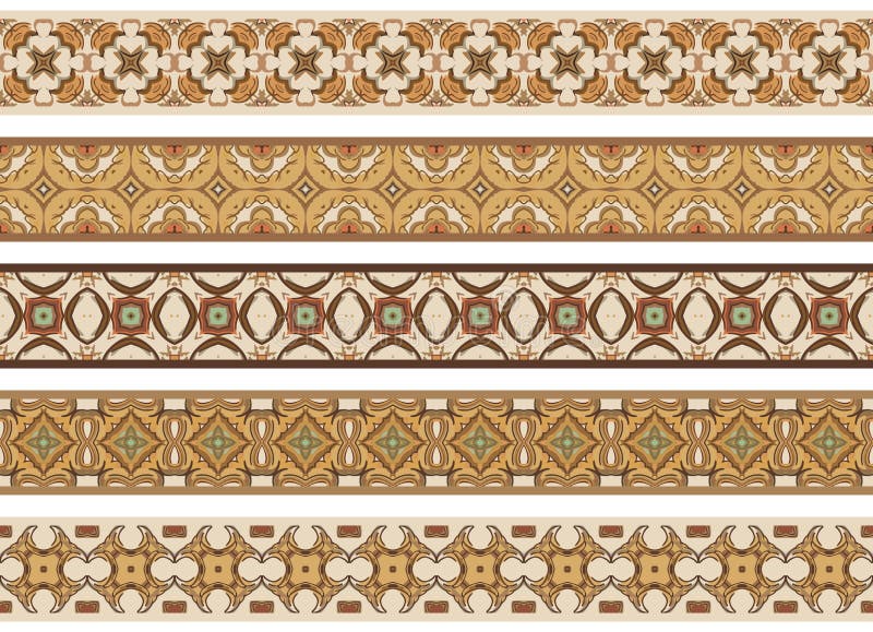 Seamless Decorative Borders Stock Vector - Illustration of brown, beige ...