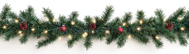 The Seamless Decorative Christmas Border Shows Garlands of Christmas ...