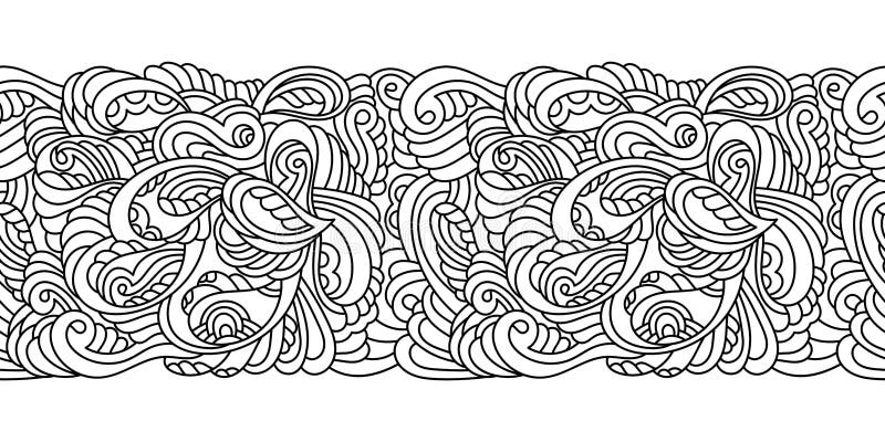 Seamless Decorative Hand-drawn Doodle Horizontal Border . Abstract ...