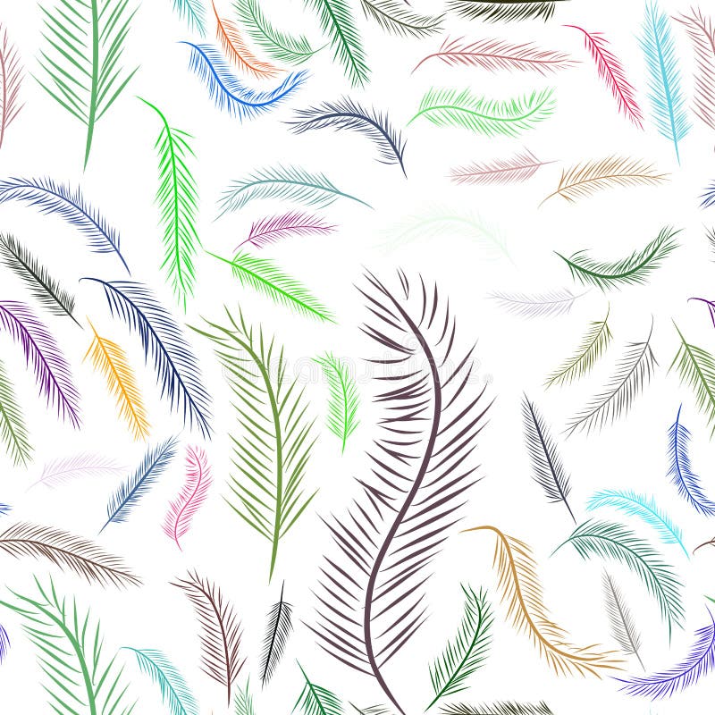 Seamless Decorative Hand Drawn Feather Art Illustrations. Pattern ...