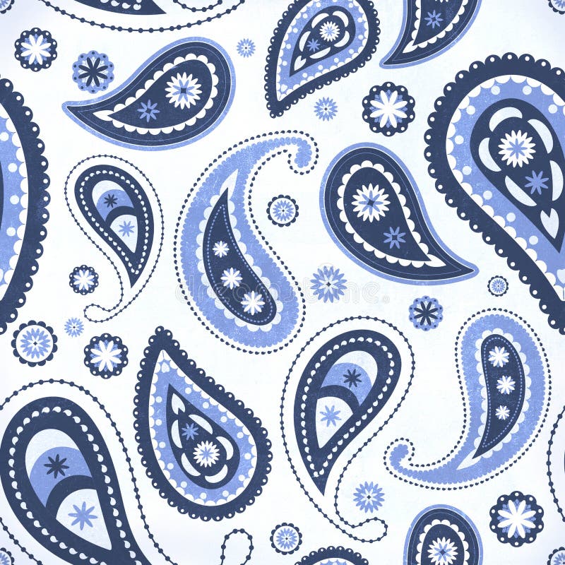 Blue paisley pattern stock vector. Illustration of decor - 35542373