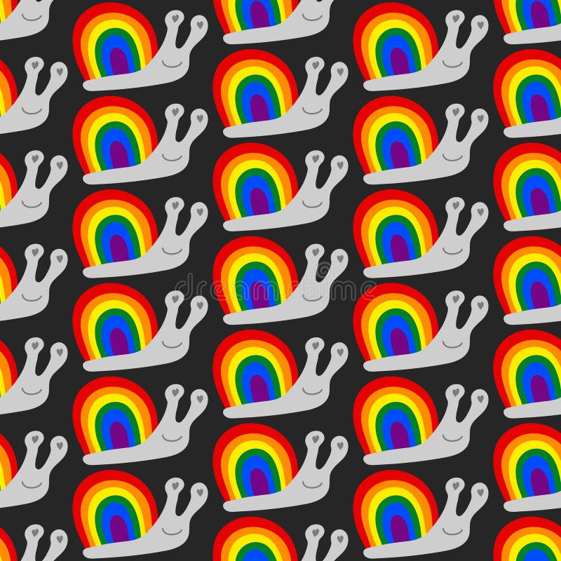 Seamless Decorative Pattern with Snails with a Shell of 6 Color Pride ...