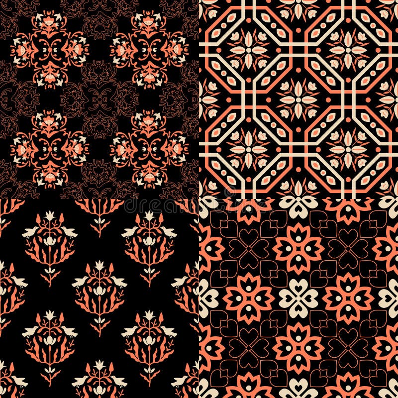 Seamless Decorative Patterns Stock Vector - Illustration of collection ...