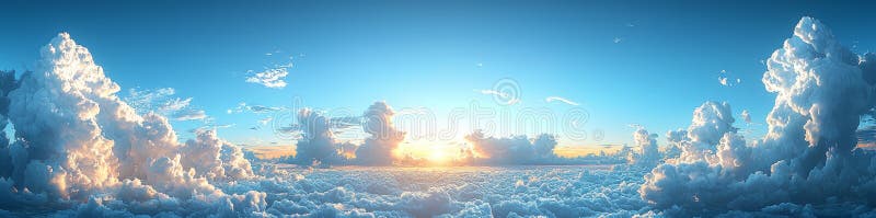 A Seamless 360-degree Panoramic View of a Cloudy Blue Sky with Zenith ...