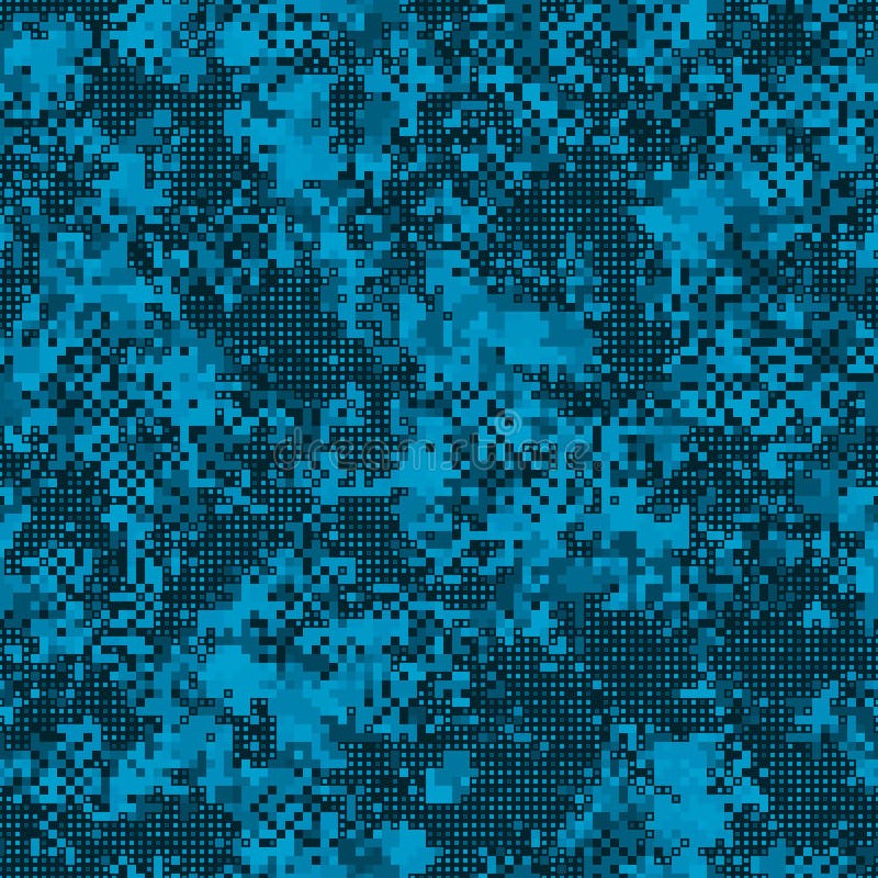 Seamless Denim Blue Urban Camouflage Pattern. the Pixel Pattern ...