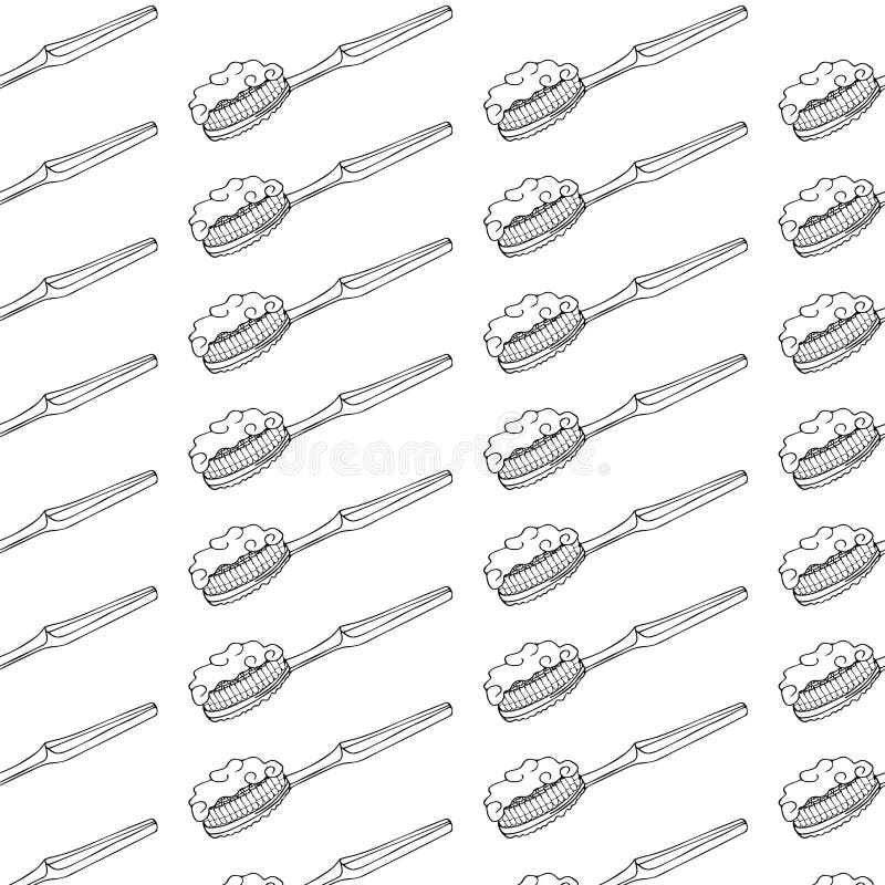 Toothbrush and Toothpaste. Contour Hand Drawing Stock Vector ...