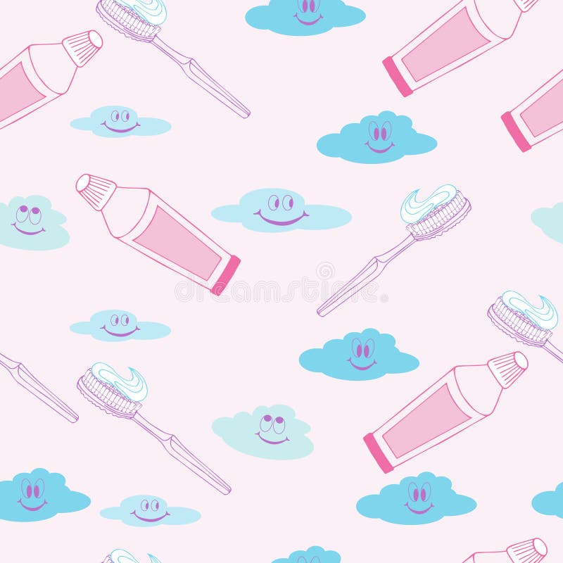 Seamless Dental Pattern Toothpaste, Brush and Dental Elements Stock ...