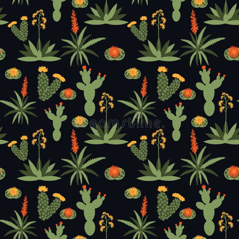 Seamless desert plants stock vector. Illustration of flower - 211914354