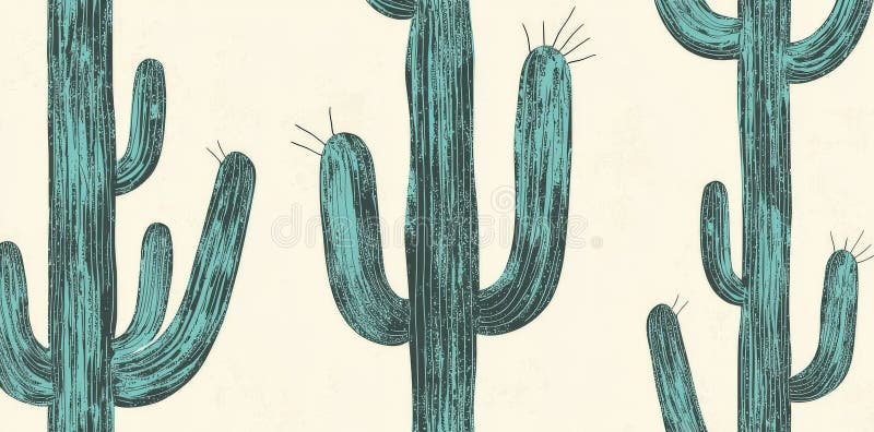 Seamless Design with Cactus and Flowers, Desert, Botanical Stock Photo ...