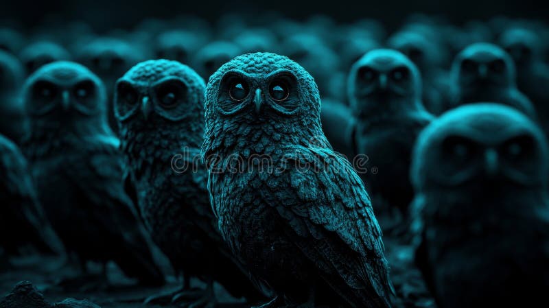 A Seamless Design that Includes Blue Owl Illustrations is Featured ...