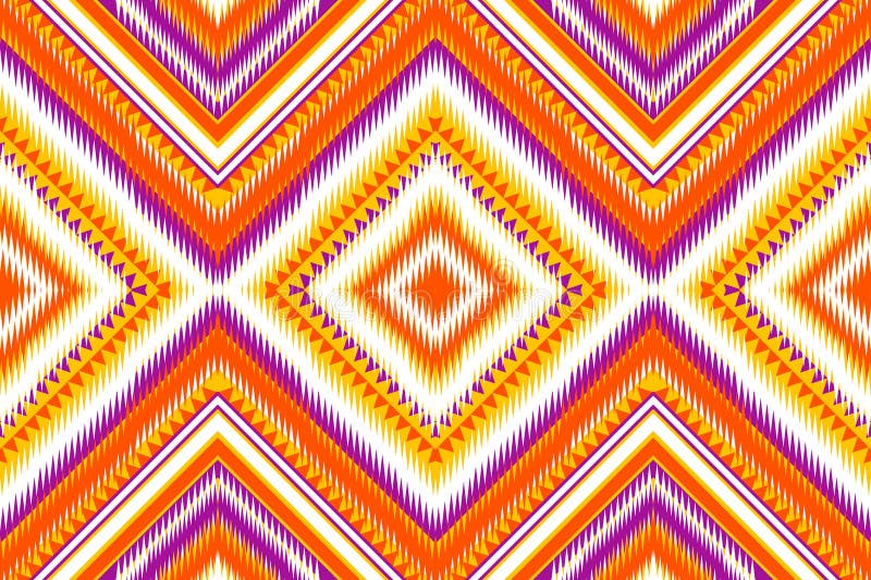 Seamless Design Pattern, Traditional Geometric Star Zigzag Pattern. Yellow Purple Orange White ...