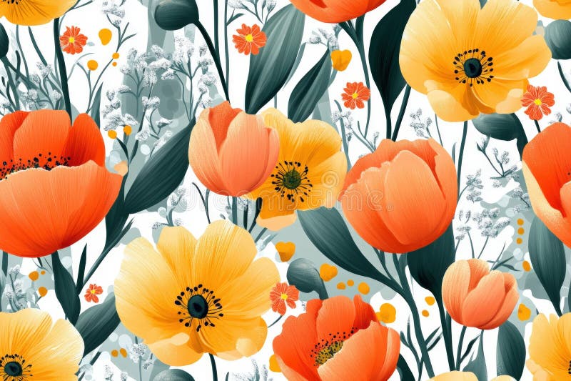 A Seamless Design Representing Various Spring Elements, Including ...