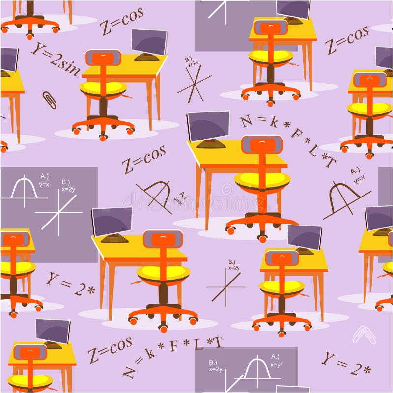 Seamless desktop pattern stock vector. Illustration of furniture ...