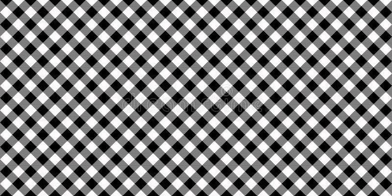 Seamless Diagonal Gingham Pattern. Black and White Vichy Cage ...
