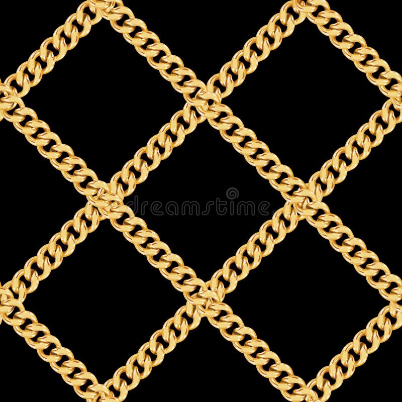 Seamless Diagonal Golden Chains on Black. Repeat Design Ready for ...