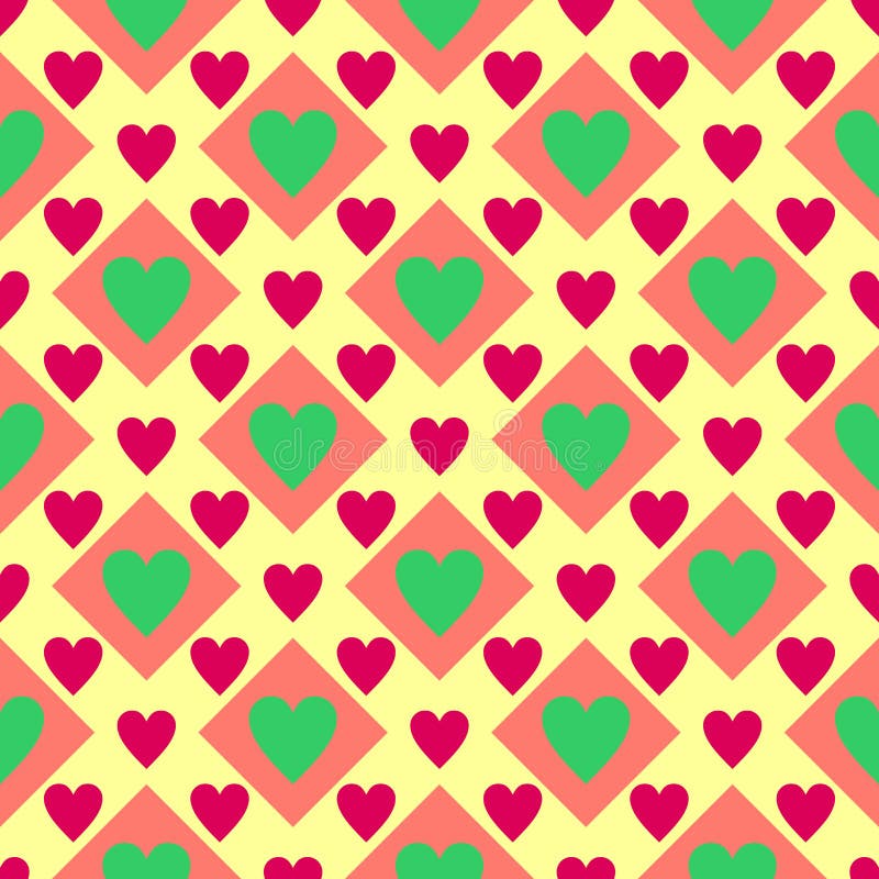 Seamless Diagonal Pattern with Squares and Hearts. Vector Pattern Stock ...