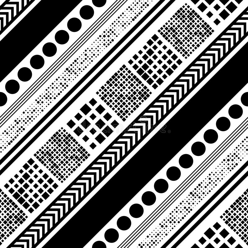 Seamless Diagonal Stripe, Circle, Arrow and Square Pattern Stock Vector ...