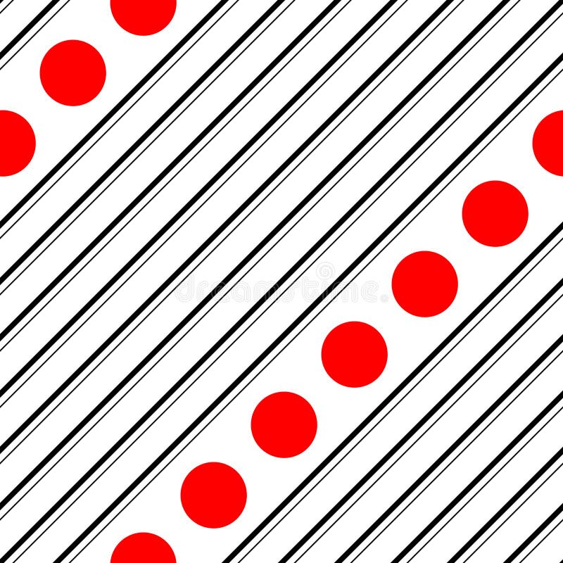Seamless Diagonal Stripe and Circle Pattern. Vector Black and Re Stock ...