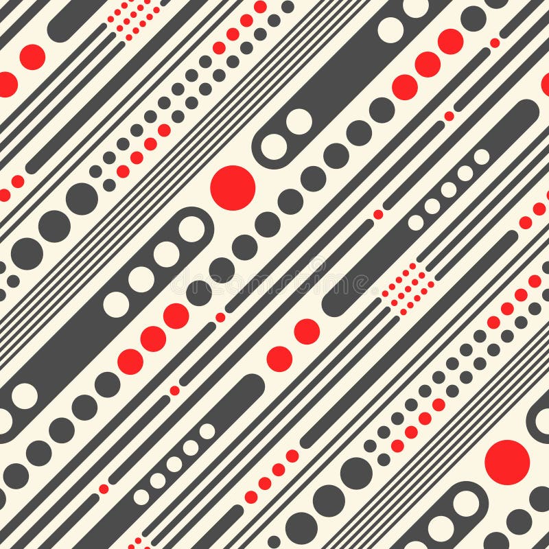 Seamless Diagonal Stripe and Circle Pattern. Vector Black and Re Stock ...