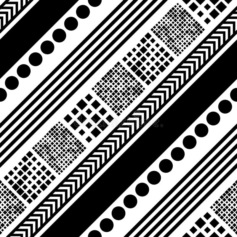 Seamless Diagonal Stripe, Circle and Square Pattern Stock Vector ...