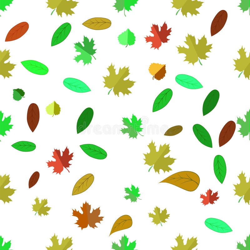 Seamless Different Leaves Pattern Stock Vector - Illustration of ...