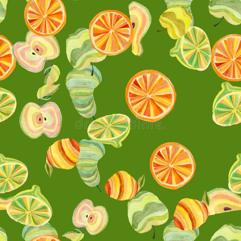 Seamless Digital Paper Pattern with Juicy Fruit Watercolor Stock ...