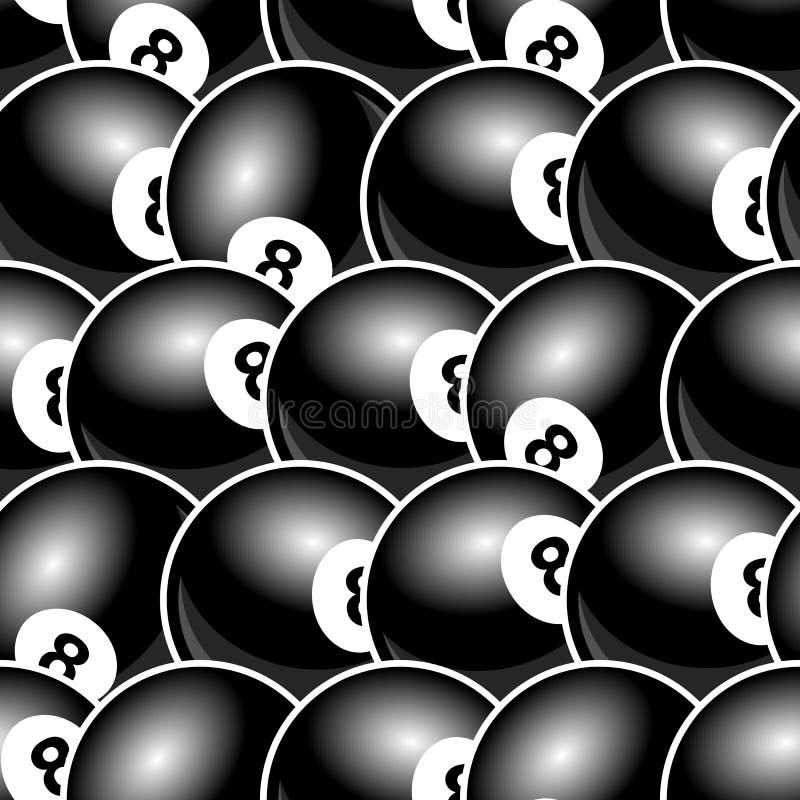 Seamless Digital Pattern with Billiards Pool Snooker 8 Ball Icon. Stock ...