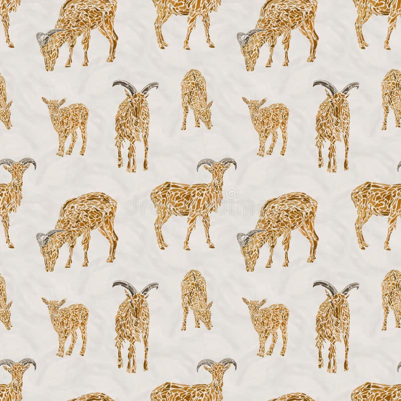 Seamless Digital Pattern of Silhouettes of Mouflon Rams Stock ...