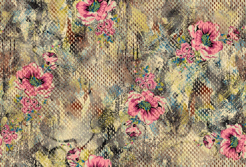 Seamless Digital Textile Floral Pattern Stock Illustration ...