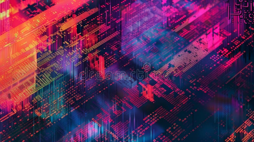 Seamless Digital Texture Pattern with Computer Code in Vibrant Modern ...