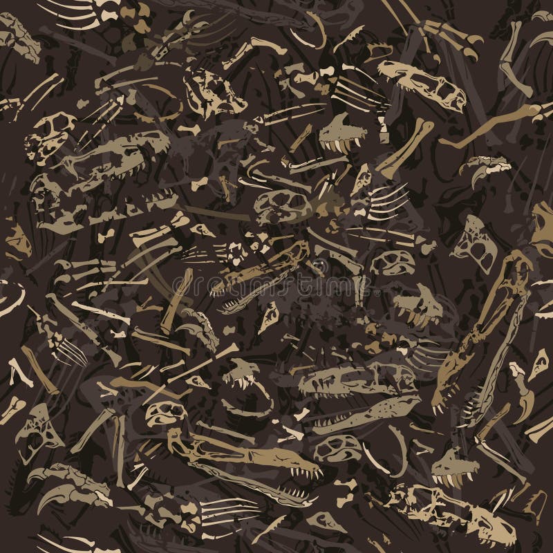 Seamless, Tileable Vector Pattern with Dinosaur Bones Stock Vector ...