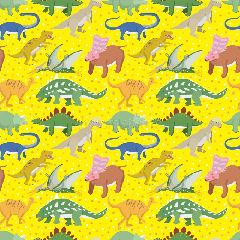 Seamless Dinosaur pattern stock vector. Illustration of draw - 17634967