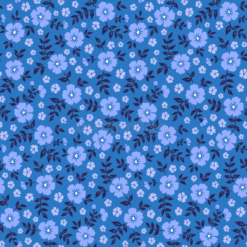 Seamless Ditsy Floral Pattern in Vector. Small Light Blue Flowers on a ...