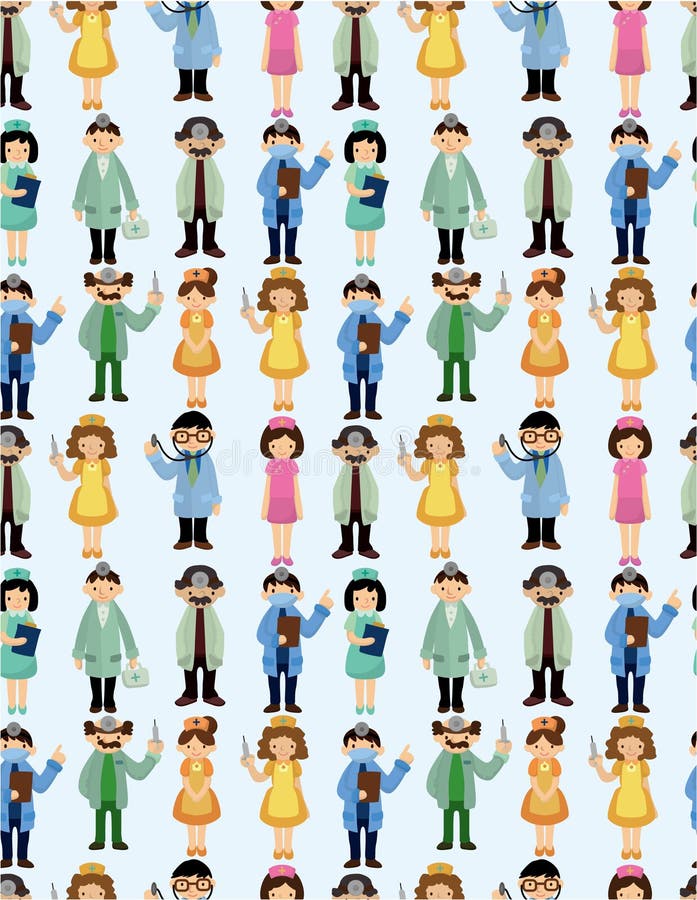 Seamless Doctor and Nurse Pattern Stock Vector - Illustration of health ...
