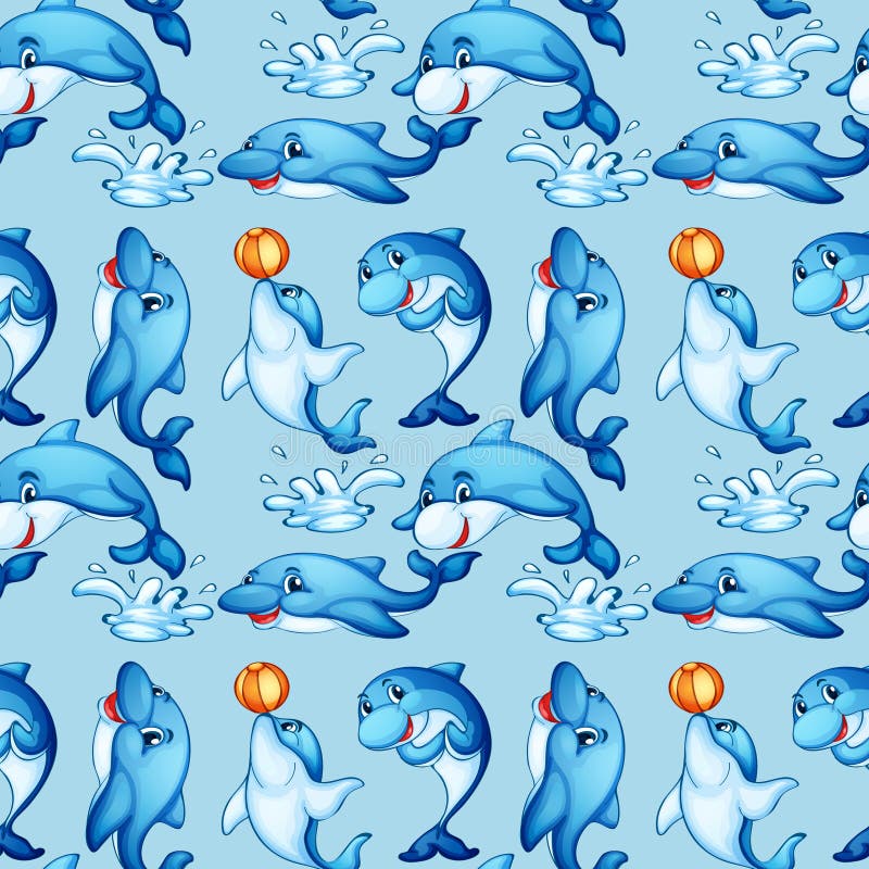 Seamless dolphin pattern stock vector. Illustration of background ...