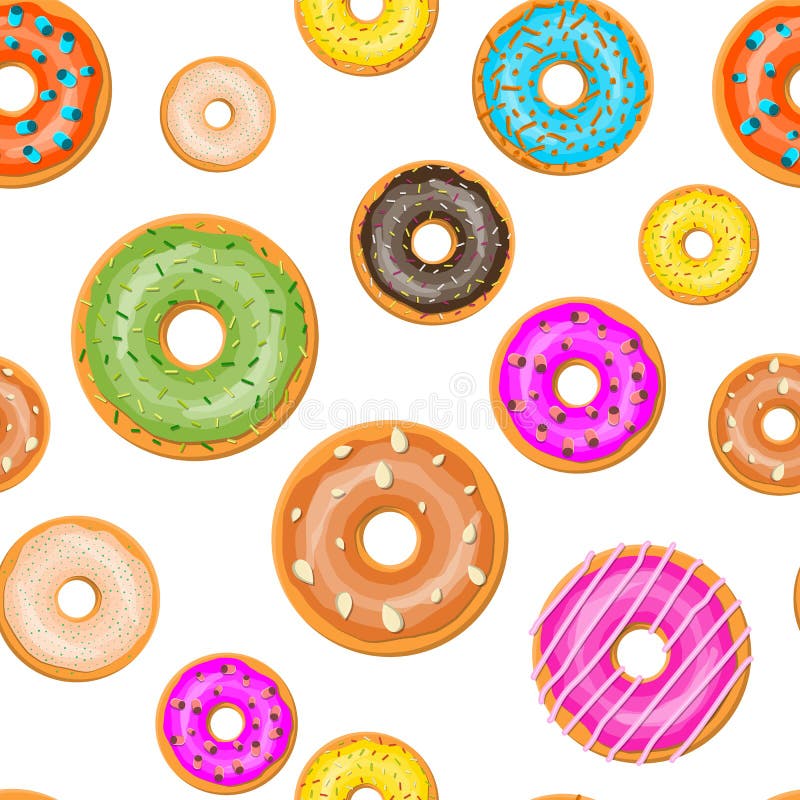 Seamless donut pattern stock vector. Illustration of ticket - 73256451