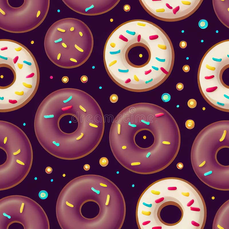 Seamless Donut Pattern, Background, Cartoon Wallpaper, 3d Illustration ...