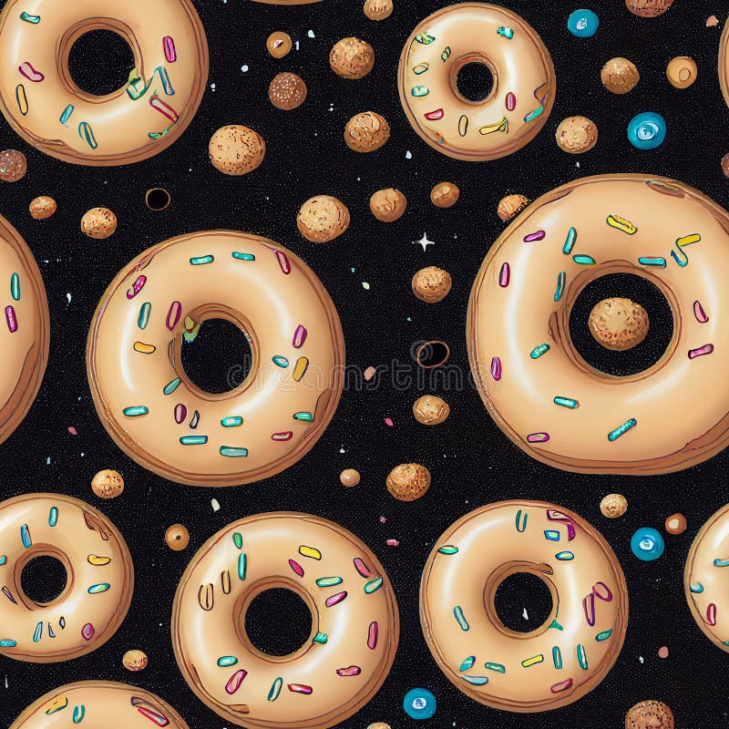 Seamless Donut Pattern, Background, Cartoon Wallpaper, 3d Illustration ...