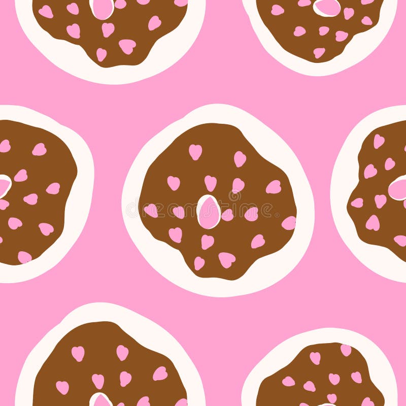 Seamless Donuts Pattern in Cartoon Flat Style Stock Vector ...