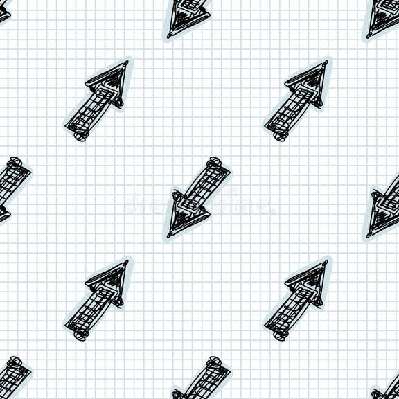Seamless Doodle Arrow Sketches Vector Pattern. Simple Hand Drawn Narrow ...