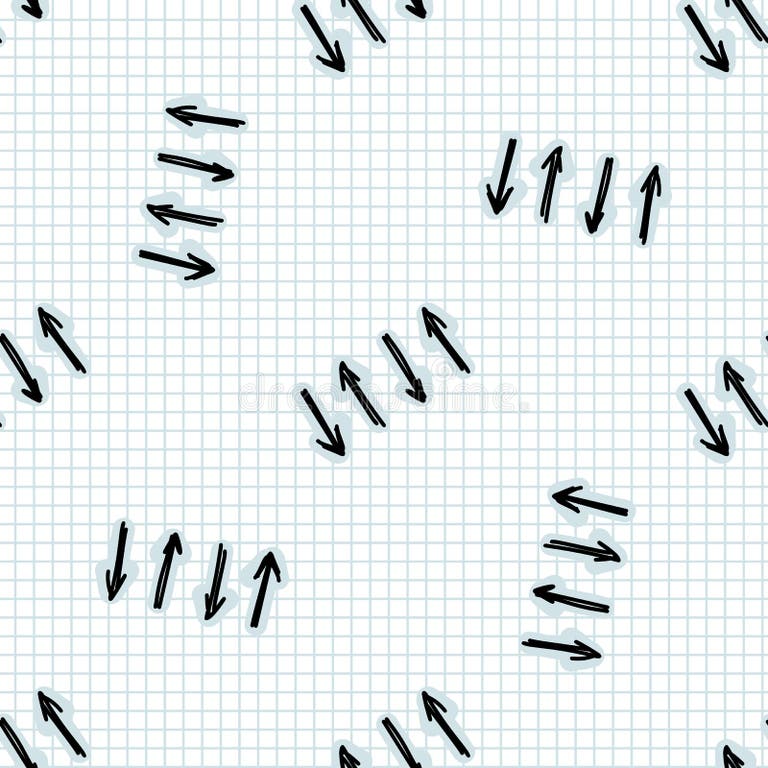 Seamless Doodle Arrow Sketches Vector Pattern. Simple Hand Drawn Narrow ...