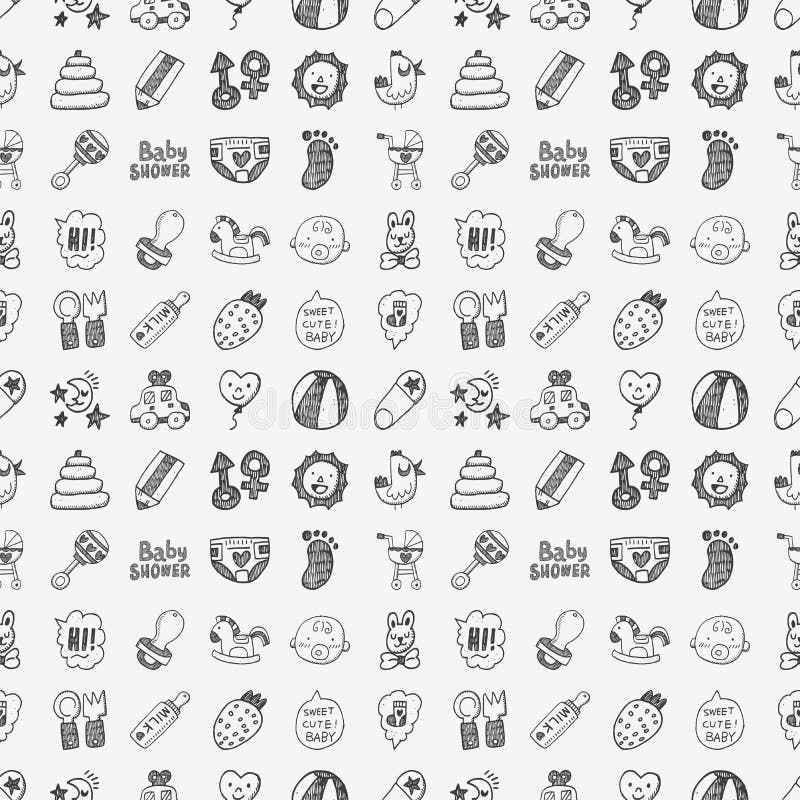 Seamless Doodle Baby Pattern Stock Vector - Illustration of rattle ...