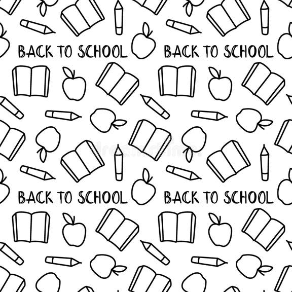 Seamless Doodle Back To School Pattern Stock Vector - Illustration of heads, school: 323010931