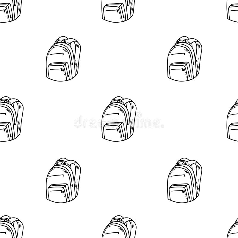 Seamless Doodle Backpacks Pattern Design. Hand Drawn Backpack Seamless ...